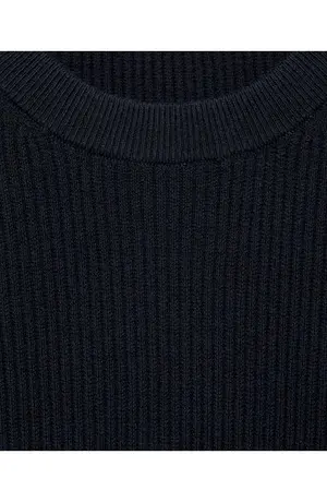 Mango Ribbed Crewneck Sweater - Dark Navy