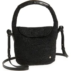 Helen Kaminski Yala Mini Raffia Shoulder Bag - Charcoal/ Black