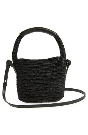 Helen Kaminski Yala Mini Raffia Shoulder Bag - Charcoal/ Black