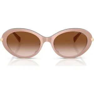 Michael Kors 53mm Oval Sunglasses - Light Sand Laminate / Brown