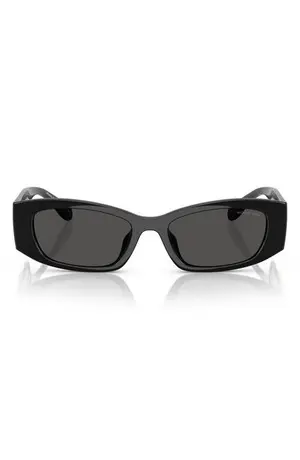 Michael Kors Michael Kors 52mm Rectangular Sunglasses Black / Dark Grey Solid