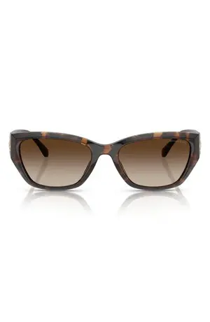 Michael Kors 56mm Geometric Sunglasses - Dark Tortoise / Smoke Gradient