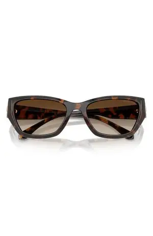 Michael Kors 56mm Geometric Sunglasses - Dark Tortoise / Smoke Gradient