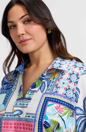 Foxcroft Julia Print Popover Shirt