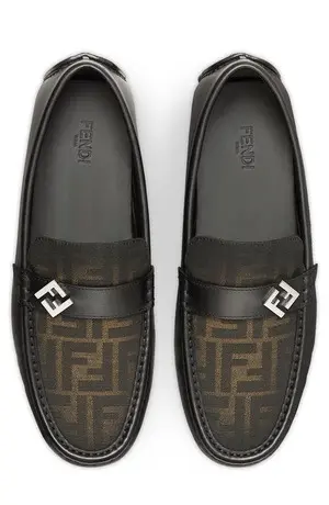 Fendi Ff Square Driving Loafer - Tobacco/ Nero