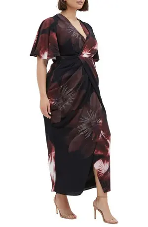 City Chic Braelynn Floral Flutter Sleeve Maxi Dress