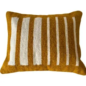 LOOM IMPORTS Wool Gradient Stripe Pillowcover Only - Gold/ Mustard/ White