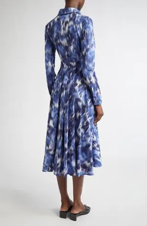 Michael Kors Watercolor Floral Cotton Midi Shirtdress