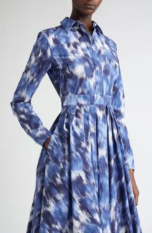 Michael Kors Watercolor Floral Cotton Midi Shirtdress