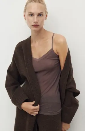 Mango Longline Tie Belt Cardigan