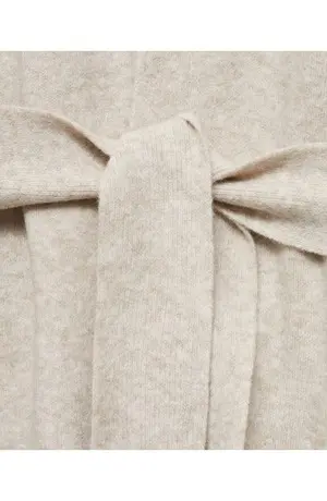 Mango Longline Tie Belt Cardigan - Light Beige