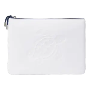 Vilebrequin Solid Neoprene Pouch With Textured Turtle Detail - Blanc