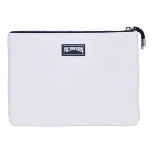 Vilebrequin Solid Neoprene Pouch With Textured Turtle Detail - Blanc