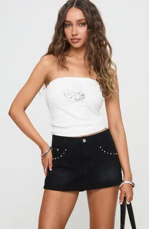 Princess Polly Symphony Studded Denim Skort