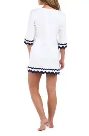 La Blanca Scallop Trim Linen-blend Tunic
