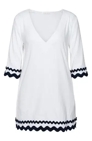 La Blanca Scallop Trim Linen-blend Tunic