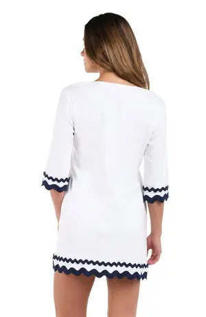 La Blanca Scallop Trim Linen-blend Tunic