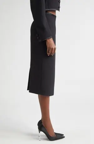 Dolce & Gabbana Stretch Crepe Pencil Skirt With Satin Trim - Nero