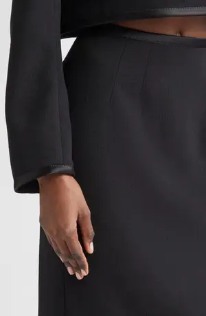 Dolce & Gabbana Stretch Crepe Pencil Skirt With Satin Trim - Nero