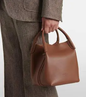 Loro Piana Bale Small Leather Tote Bag - Brown