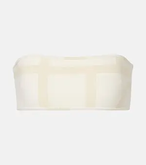 TOTEME Monogram Bandeau Bikini Top - White