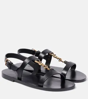Saint Laurent Cassandra Leather Sandals - Black
