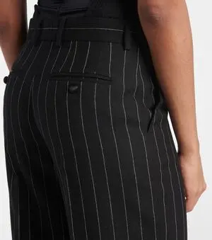 Dolce & Gabbana Striped Wool Straight Leg Trousers