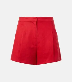 Posse Rosalie High-rise Linen Shorts - Red