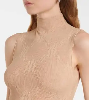 Victoria Beckham Sheer High-neck Lace Bodysuit