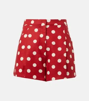 Posse Rosalie Polka-dot Linen Shorts - Red