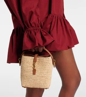 Saint Laurent Le 37 Mini Raffia Bucket Bag - Neutrals