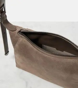 Brunello Cucinelli Duo Small Suede Shoulder Bag - Brown
