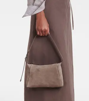 Brunello Cucinelli Duo Small Suede Shoulder Bag - Brown