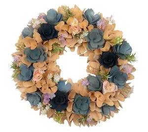 NORTHLIGHT Wooden Spring Wreath With Mini Flowe S- 14 - One-color