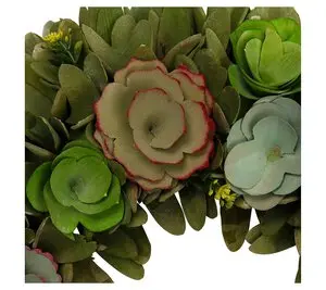 NORTHLIGHT Wooden Mini Flowers Spring Wreath 4
