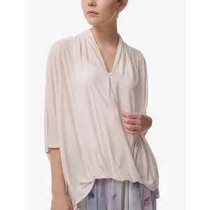 LEEM Wrap-detail Short-sleeve Jersey Top