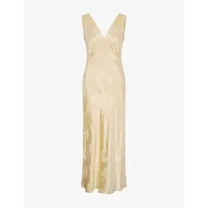 OMNES Floral Jacquard Woven Maxi Dress - Yellow