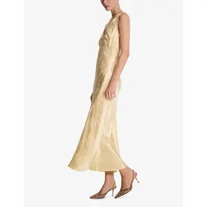 OMNES Floral Jacquard Woven Maxi Dress - Yellow
