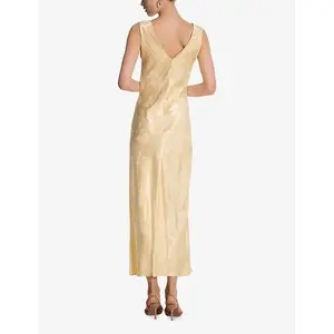 OMNES Floral Jacquard Woven Maxi Dress - Yellow