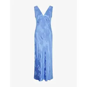 OMNES Iris Floral Jacquard Woven Maxi Dress - Blue