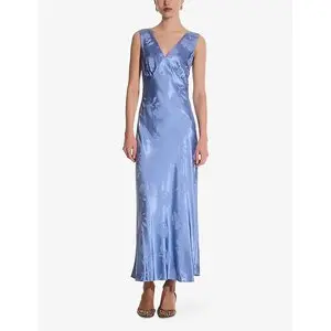 OMNES Iris Floral Jacquard Woven Maxi Dress - Blue