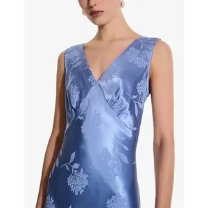 OMNES Iris Floral Jacquard Woven Maxi Dress - Blue