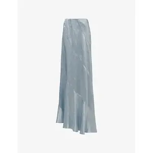 LEEM Asymmetric Panelled Satin Maxi Skirt