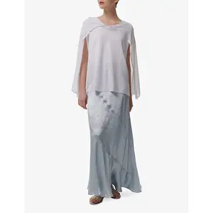 LEEM Asymmetric Panelled Satin Maxi Skirt