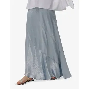 LEEM Asymmetric Panelled Satin Maxi Skirt