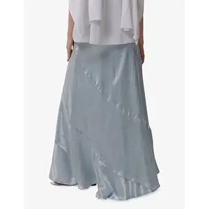 LEEM Asymmetric Panelled Satin Maxi Skirt