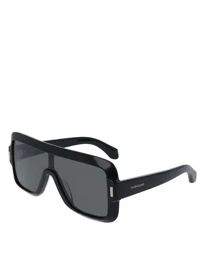 FERRAGAMO 55mm Classic Logo Shield Sunglasses - Black