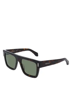 FERRAGAMO Renew Rivet Oversized Square Sunglasses - Dark Tortoise
