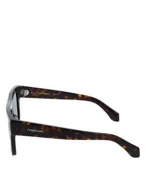 FERRAGAMO Renew Rivet Oversized Square Sunglasses - Dark Tortoise