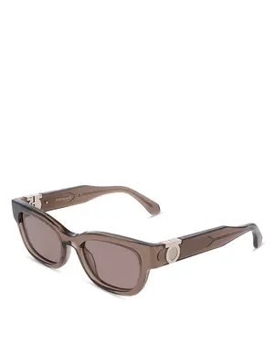FERRAGAMO Gancini Hinge Rectangular Sunglasses, 52mm - Transparent Brown
